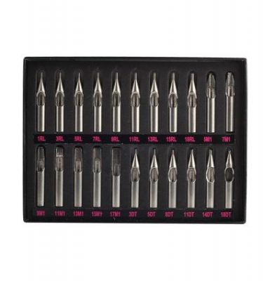 22 piece Stainless steel tattoo tip set | Body Graphics Tattoo Supply
