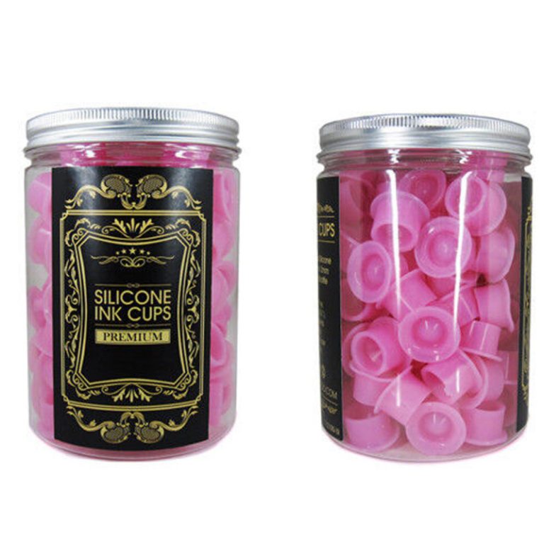 Pink Silicone Ink Caps-100 Pcs | Body Graphics Tattoo Supply