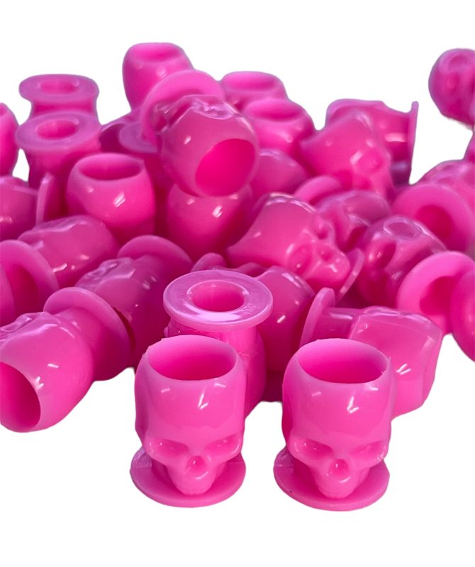 Skull ink caps - 200 Per bag - Pink | Body Graphics Tattoo Supply
