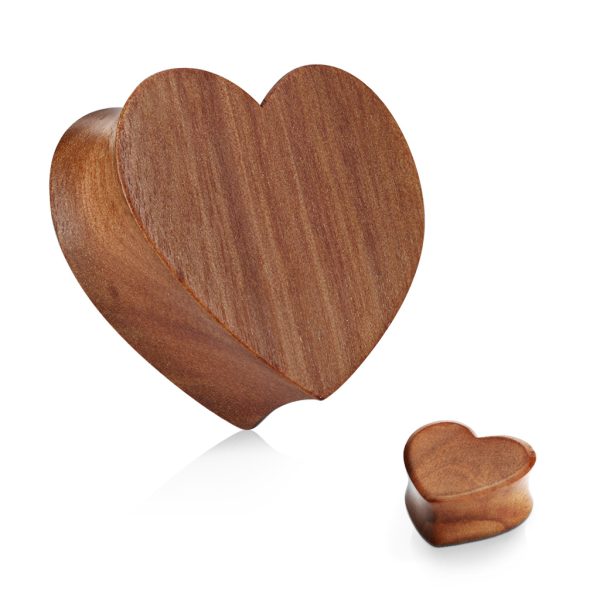 1pc- Heart Shape Organic Red Cherry Wood Double Flared Plug | Body ...